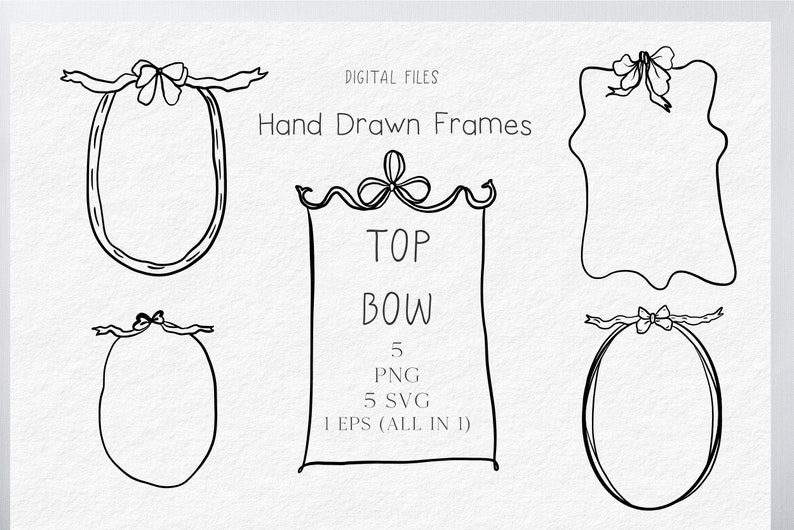 Hand Drawn Bow Frames Illustration SVG PNG Hand Drawn Frame With Doodle ...