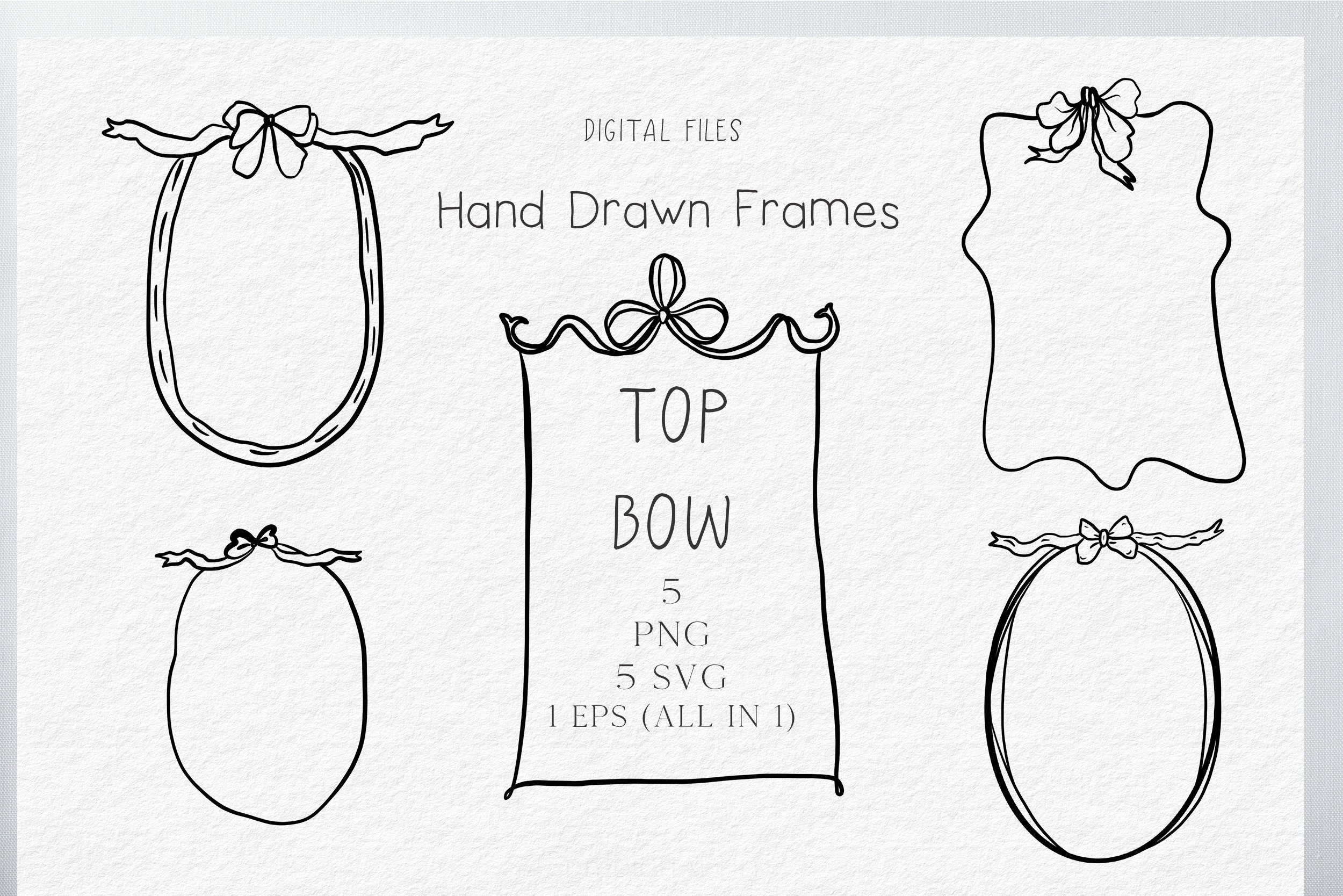 Hand Drawn Bow Frames Illustration SVG PNG Hand Drawn Frame With Doodle ...