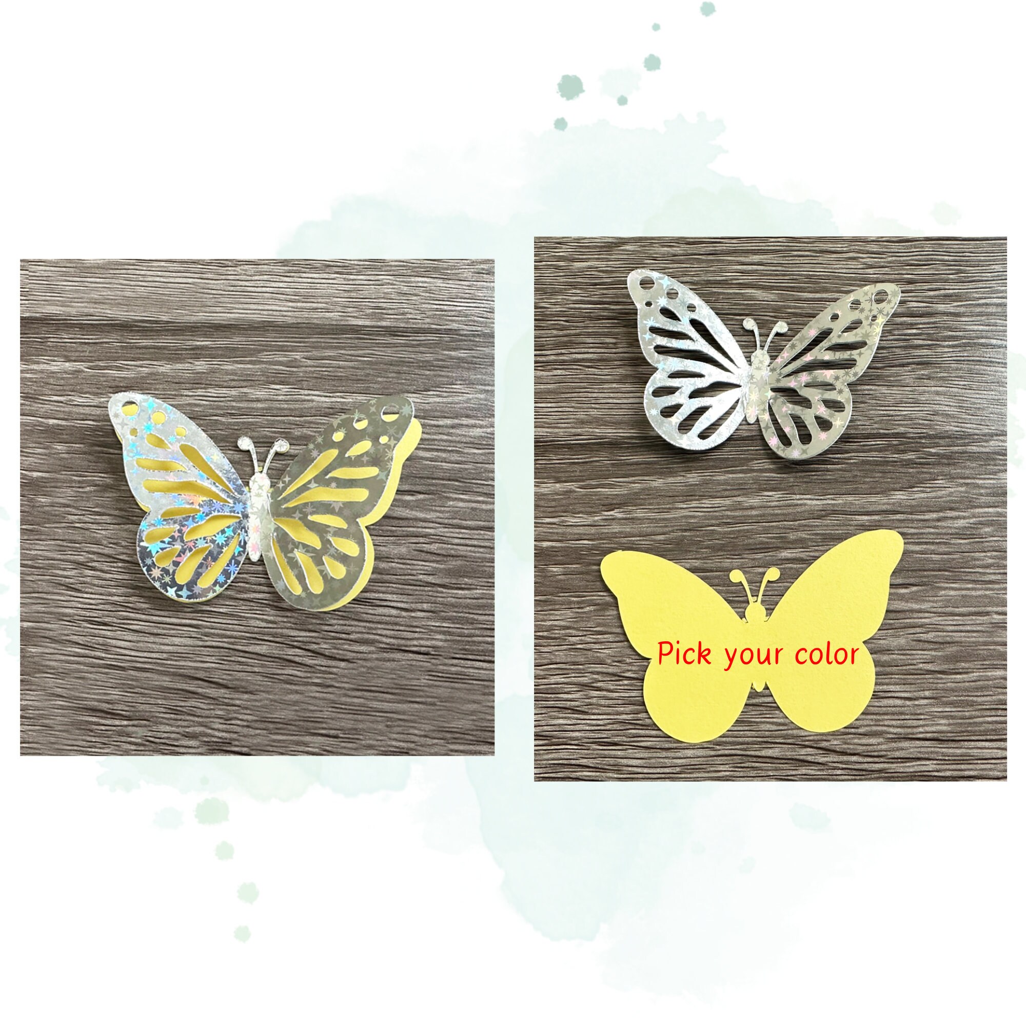 3D Holographic Butterfly Cut Outs Set of 5 Butterflies Cut Outs ...