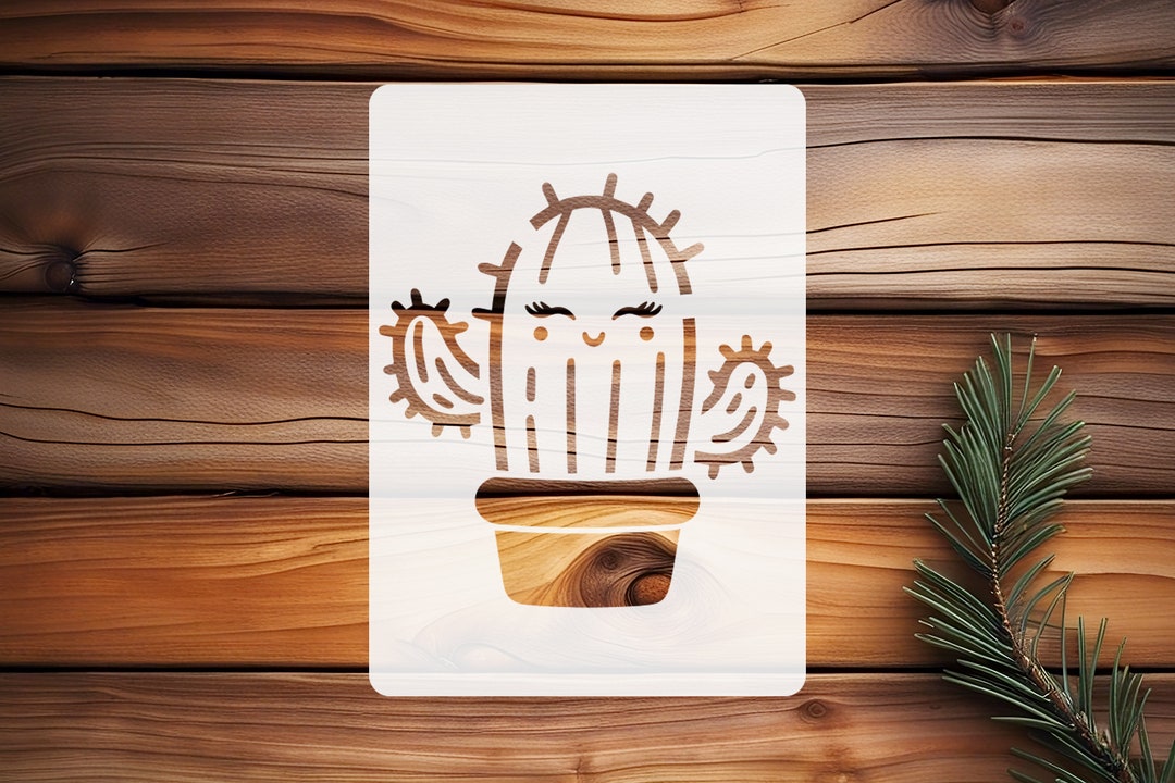 Cute Cactus Stencil - Succulent Stencil - Reusable Cactus Mylar Stencil ...