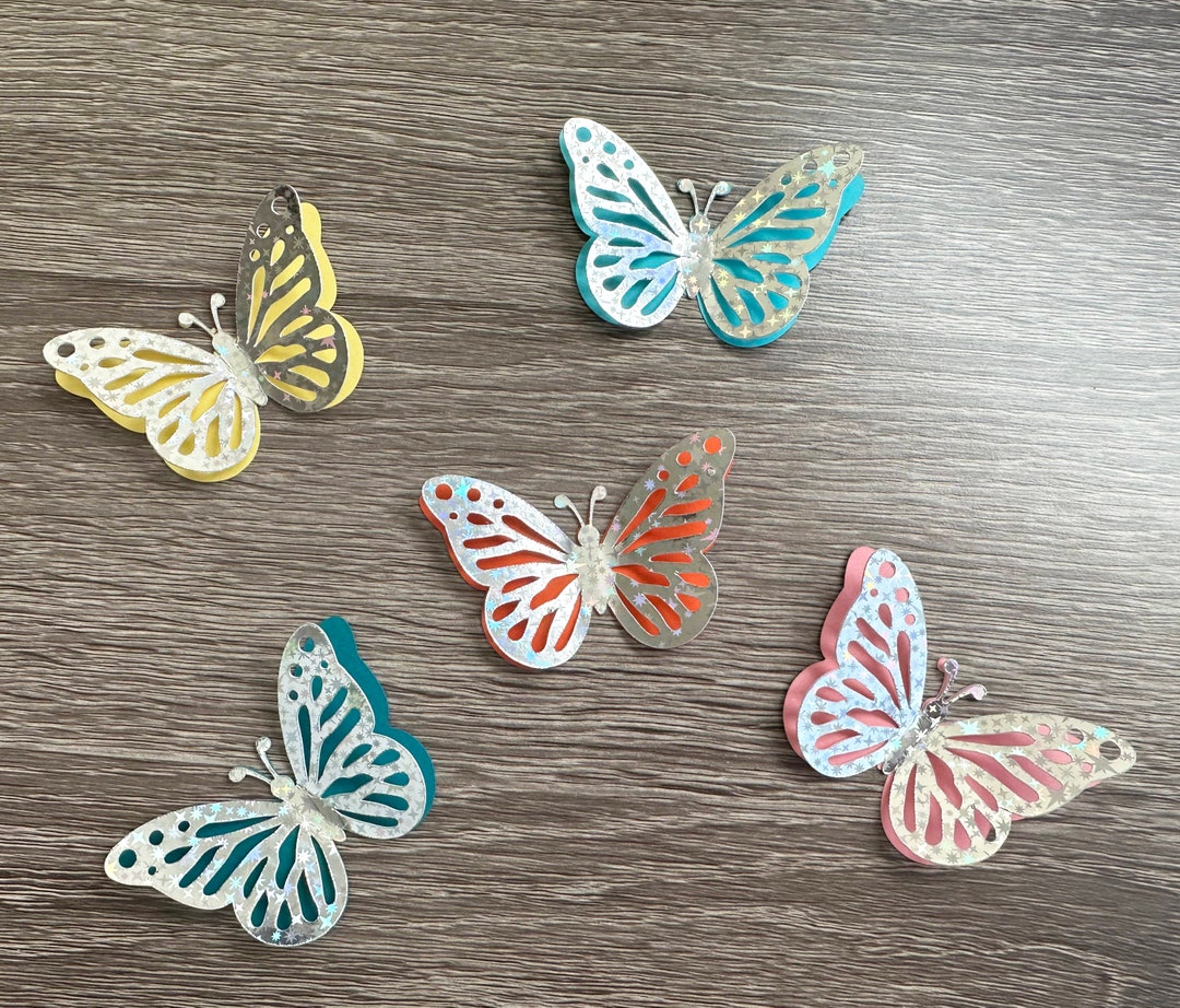 3D Holographic Butterfly Cut Outs Set of 5 Butterflies Cut Outs ...