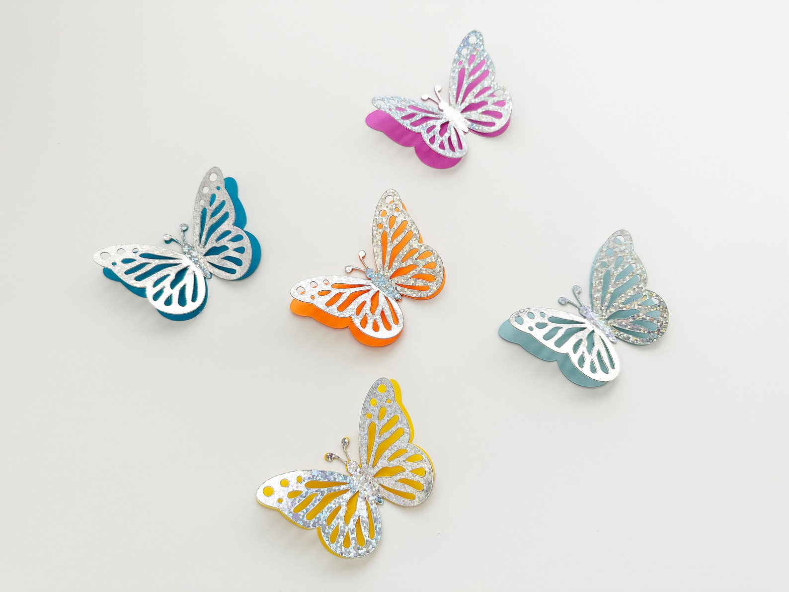 3D Holographic Butterfly Cut Outs - Set of 5 Butterflies Cut Outs ...