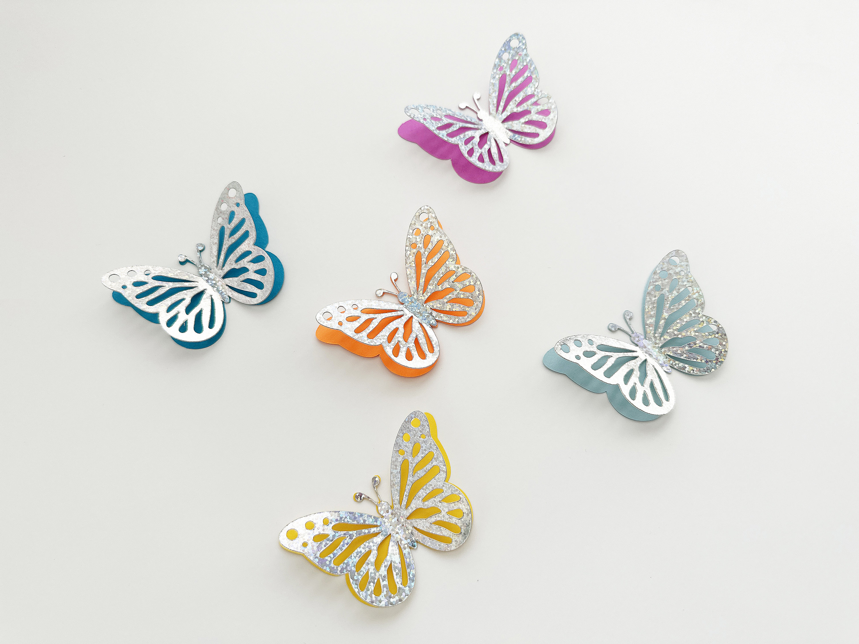 3D Holographic Butterfly Cut Outs - Set of 5 Butterflies Cut Outs ...
