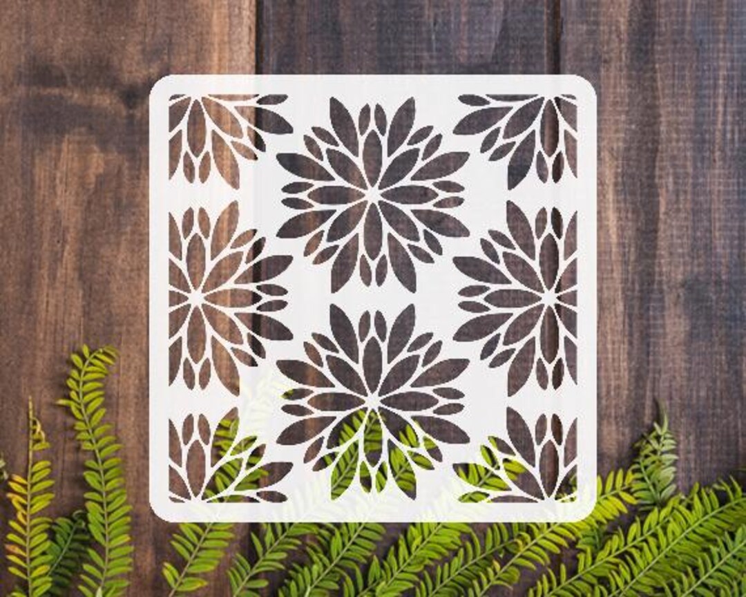 Daisy Pattern Stencil - Blooming Daisy Flowers Stencil - Chrysanthemum ...