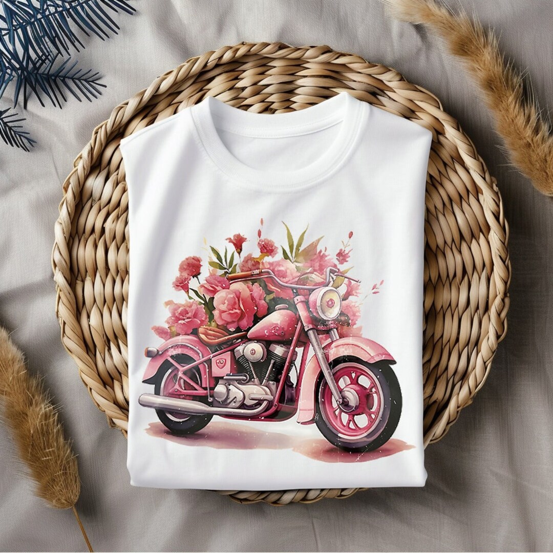 Cute Floral Motorcycle Heat Transfers for DIY Tshirts - Floral ...