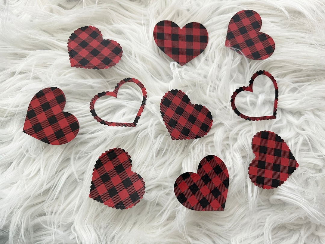 10 Red Patterned Scallop Heart Shapes Cut Outs Heart Die Cuts Hearts ...