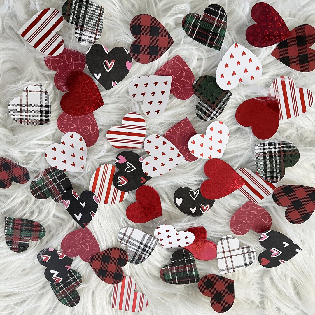 48 Red Patterned Heart Shapes Cut Outs - Heart Die Cuts - Hearts for ...