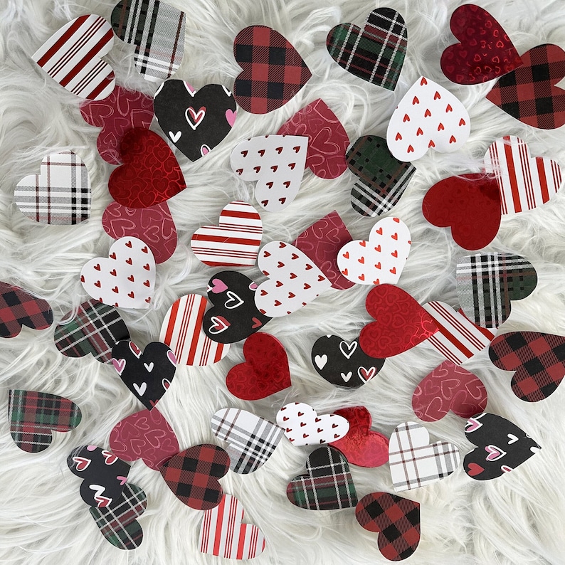 48 Red Patterned Heart Shapes Cut Outs - Heart Die Cuts - Hearts for ...