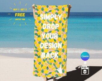 30x60 Beach Towel Mockup Template Easy to Edit Canva PNG Overlay, PSD ...