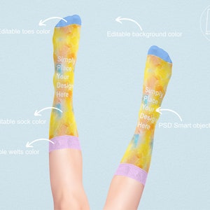 Realistic Sock Mockup Template, Crew Sock Design (PSD) - Etsy