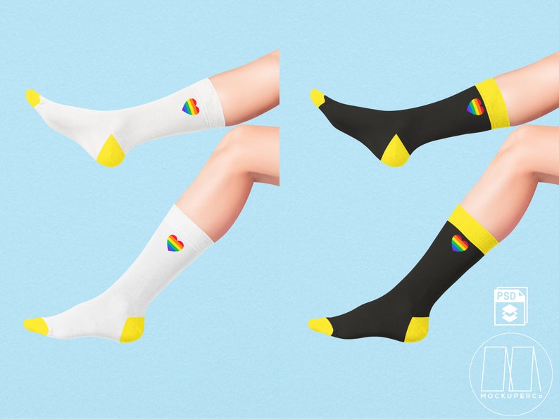 Realistic Sock Template, Dye Sublimation, Mid Calf Crew, Photoshop PSD ...