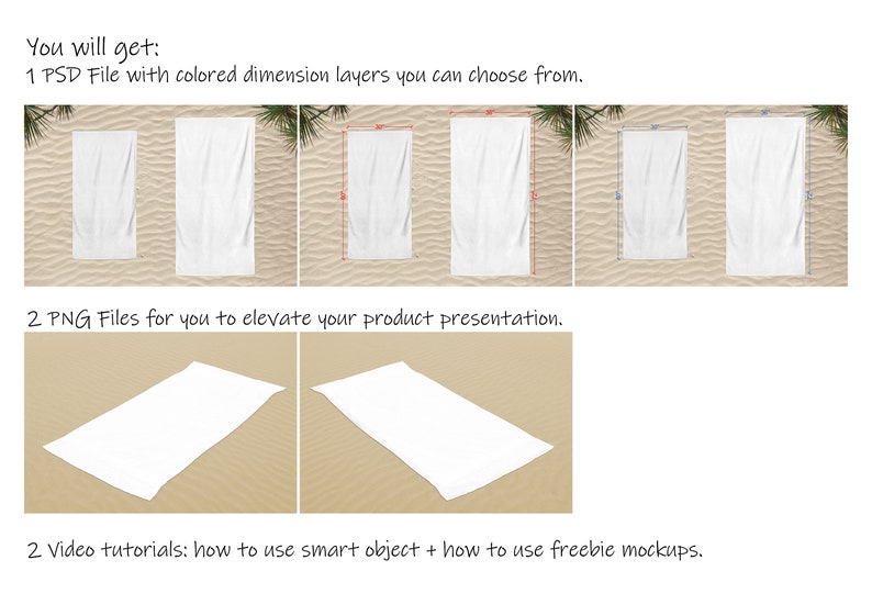 Two Realistic 30x60 & 36x72 Beach Towel Mockup, Double Towel, Vertical ...