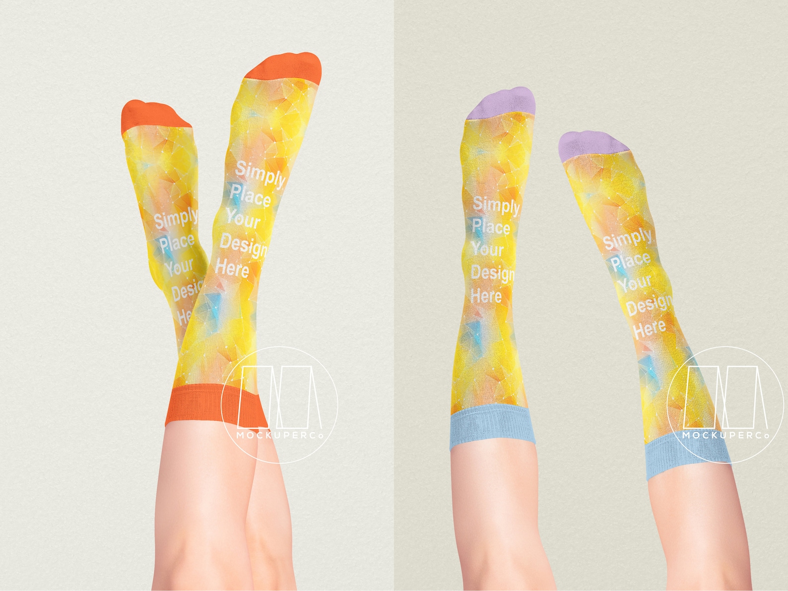 Realistic Sock Template, Dye Sublimation, Mid Calf Crew, Photoshop PSD ...