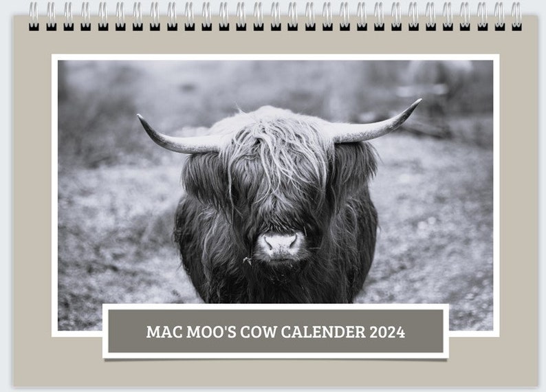 Highland Cow Mac Moo's 2024 Calendar - Etsy