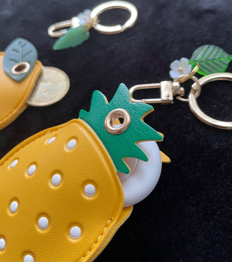 Kawaii Lemon Pineapple AirTag Holder Keychain, Coin Case - Etsy