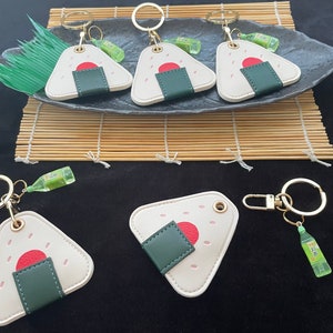 Kawaii Sushi Onigiri Rice Ball AirTag Keychain With Japanese Green Tea ...