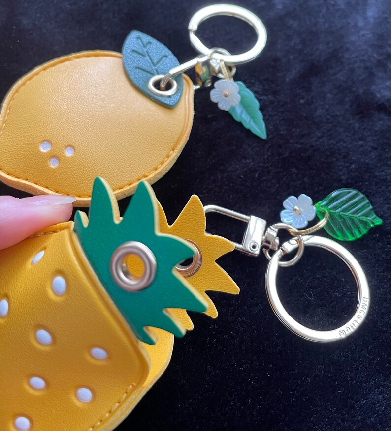 Kawaii Lemon Pineapple AirTag Holder Keychain, Coin Case - Etsy