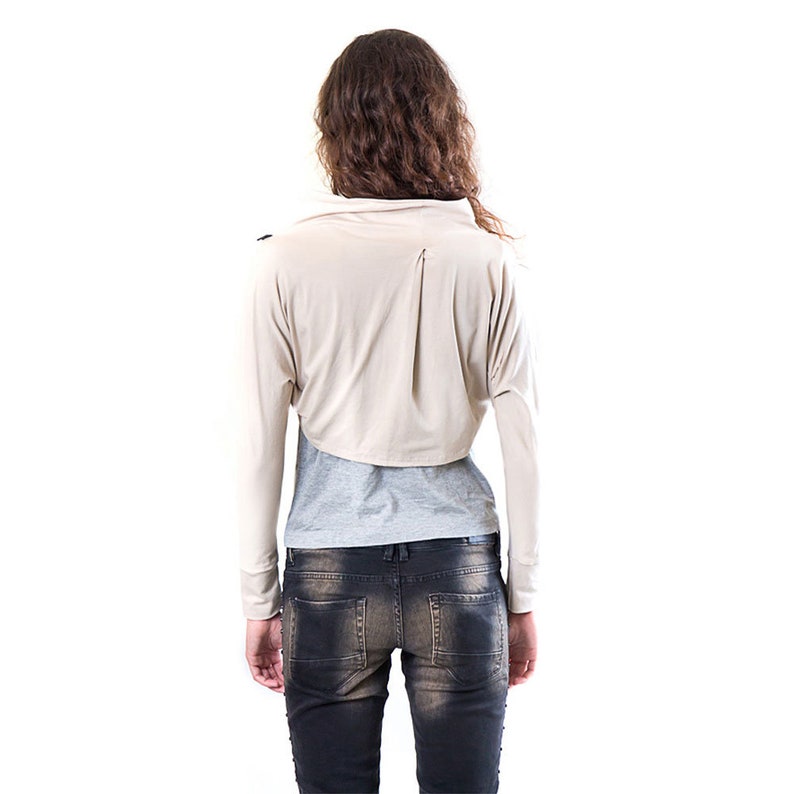 Beige Bolero Shrug, Long Sleeve Shrug Bolero, Casual Style Shoulder ...