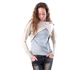 Beige Bolero Shrug, Long Sleeve Shrug Bolero, Casual Style Shoulder ...