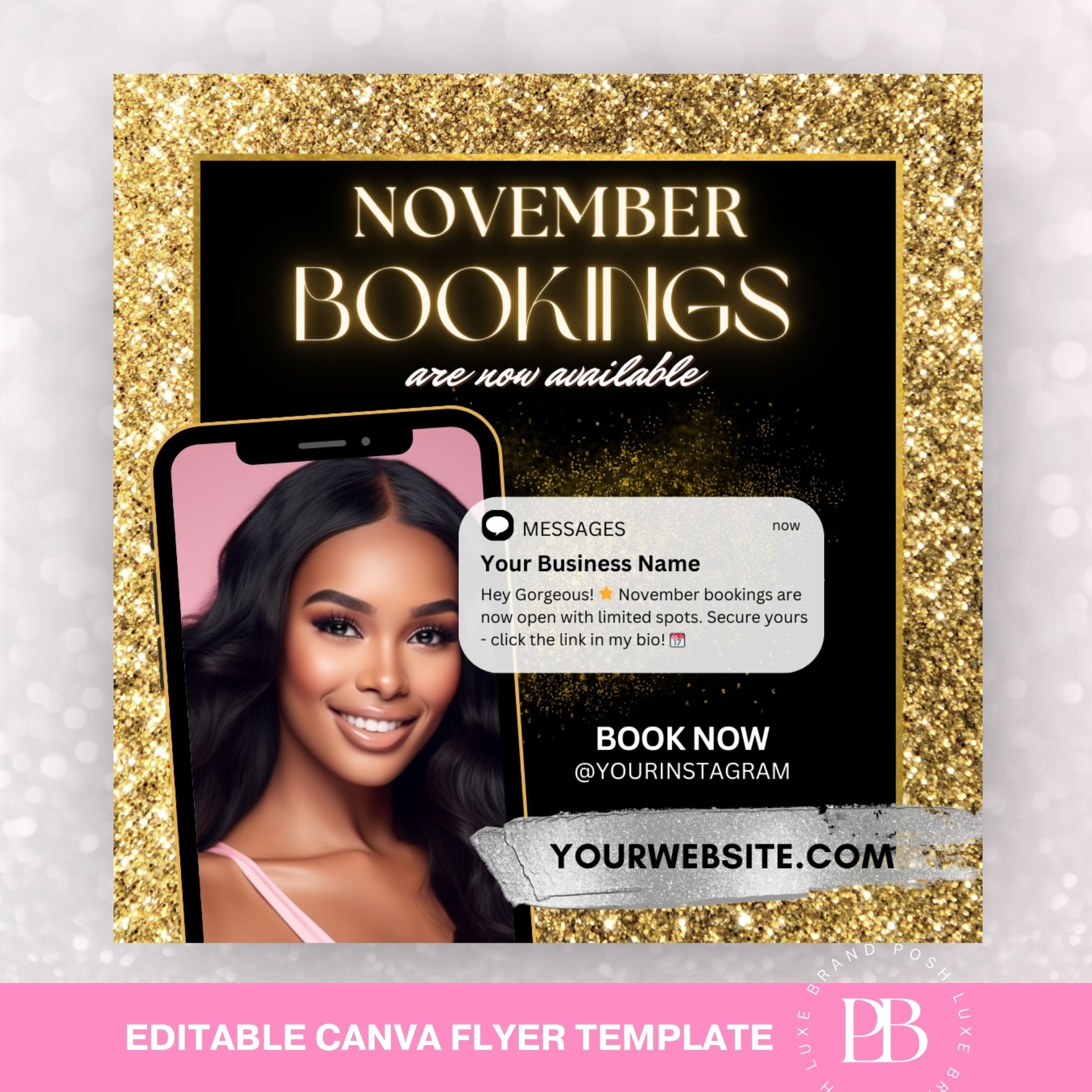 November Booking Flyer Template Canva Flyer Hair Flyer Nail - Etsy