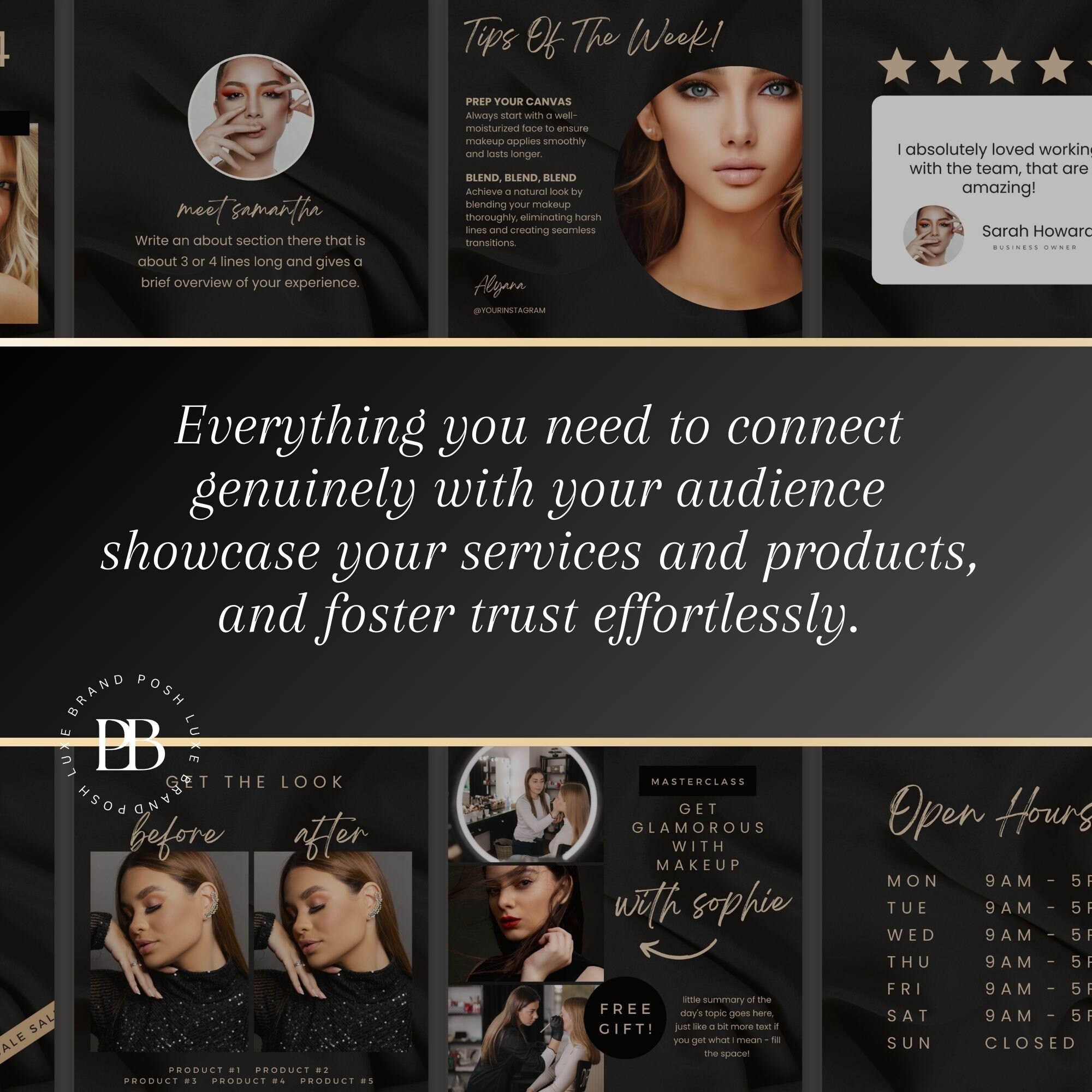 Makeup Artist Instagram Post Templates, Editable in Canva, Beauty Salon ...