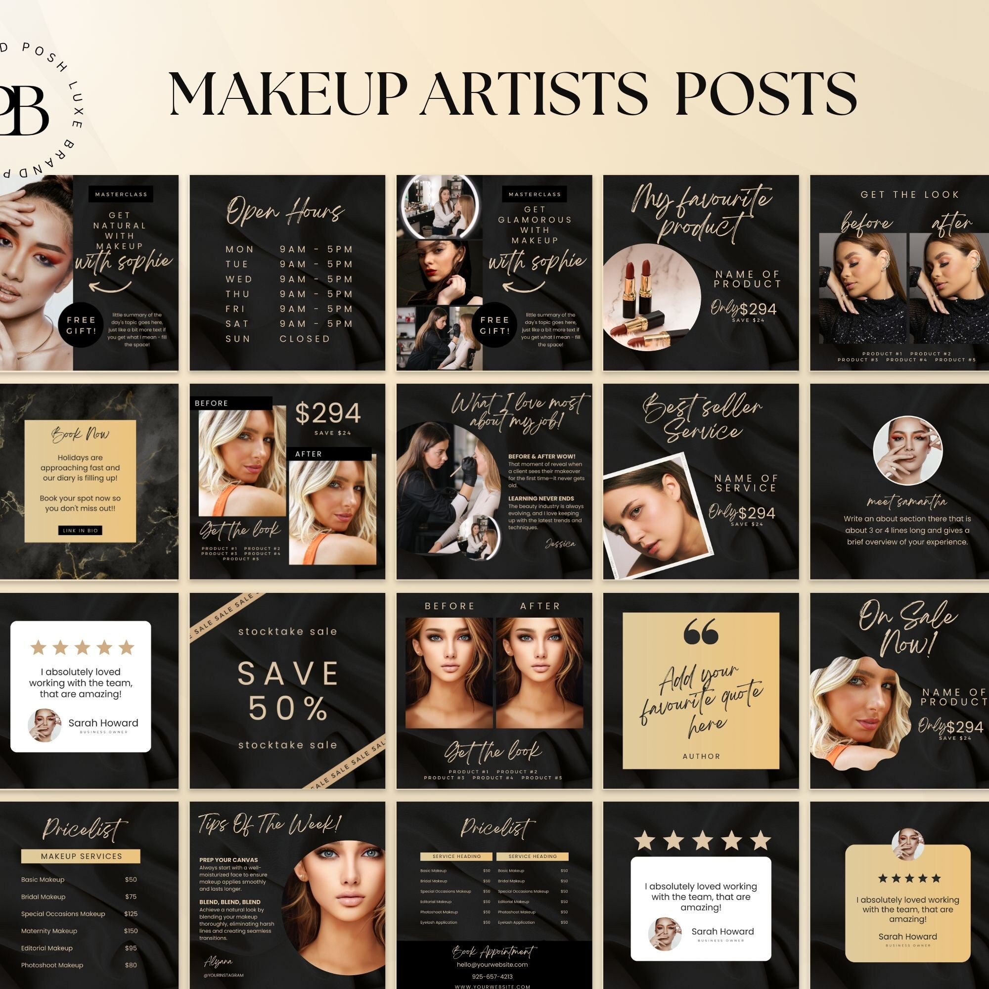 Makeup Artist Instagram Post Templates, Editable in Canva, Beauty Salon ...