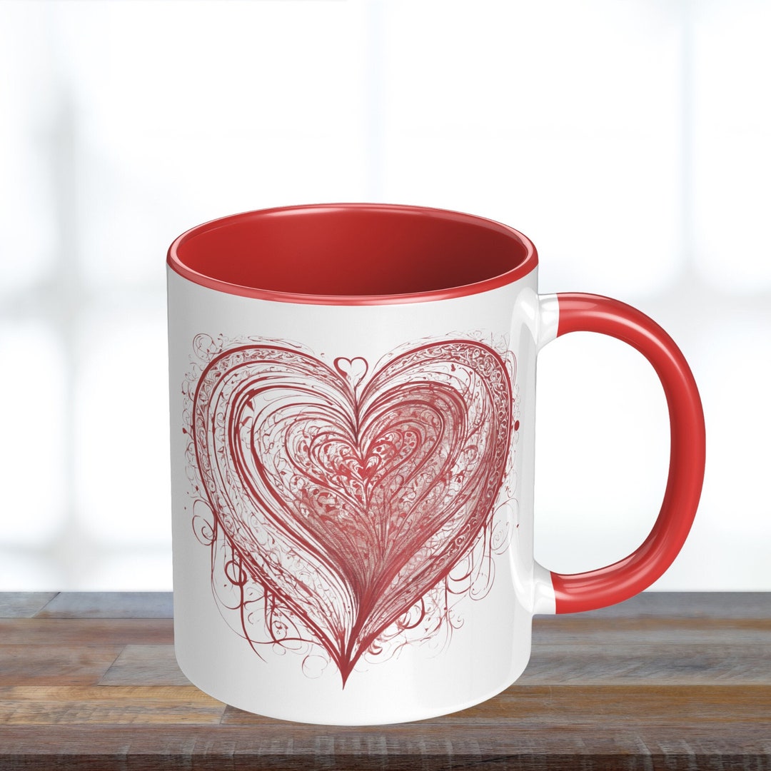 Heart Collectors Mug Red Heart Mug Friendship Coffee Mug Intimate Gift ...