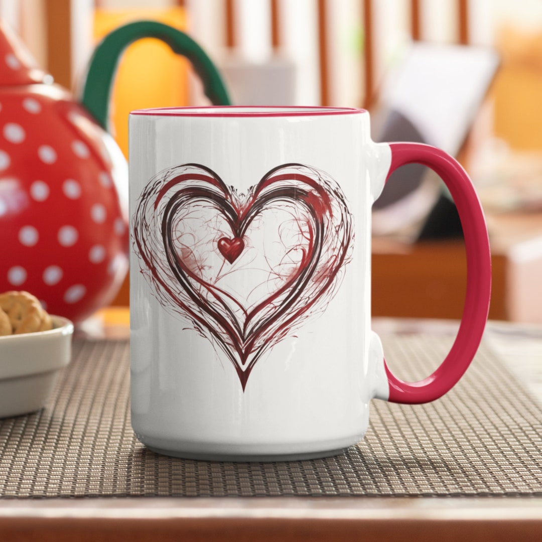 Heart Collectors Mug Red Heart Mug Friendship Coffee Mug Intimate Gift ...