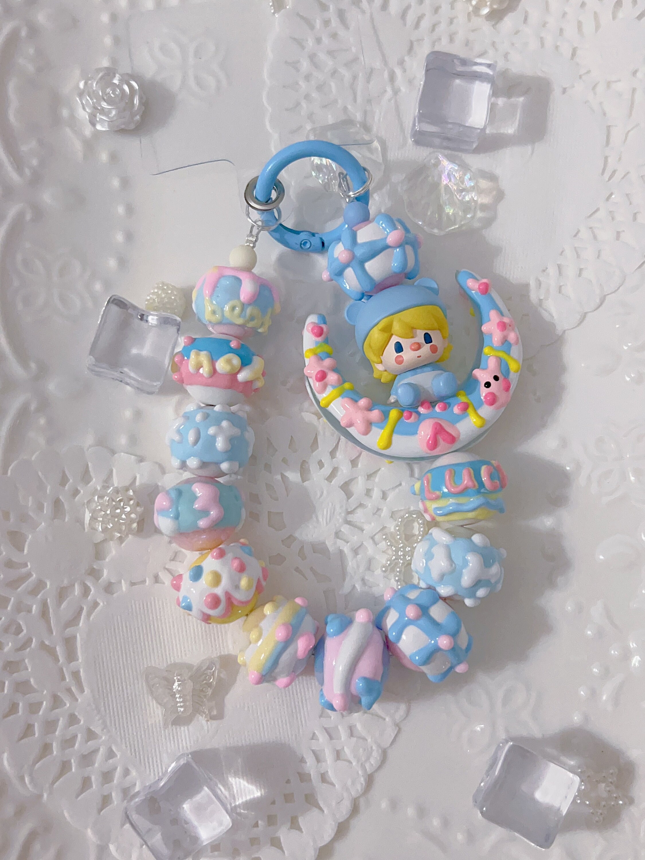 Little Sweet Bean Hand Painted Bead Keychains Bag Charm Phone Charm ...