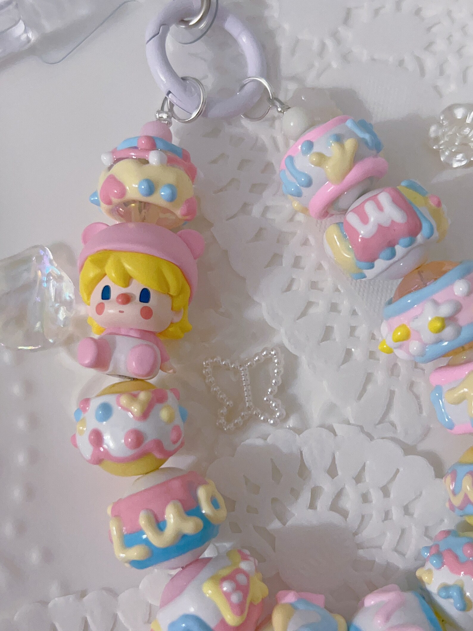 Little Sweet Bean Hand Painted Bead Keychains Bag Charm Phone Charm ...