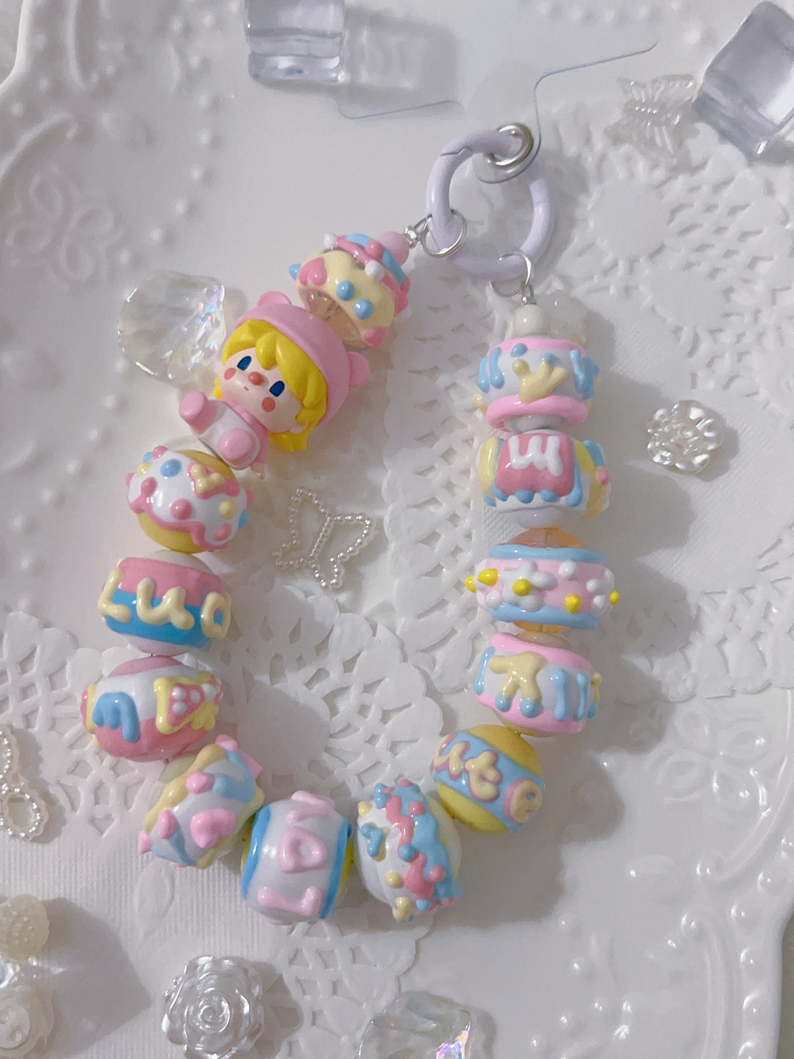Little Sweet Bean Hand Painted Bead Keychains Bag Charm Phone Charm ...