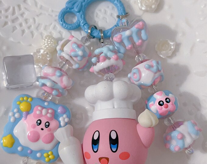 Kirby Hand Painted Bead Keychain | Bag Charm | Phone Charm | Handmade ...