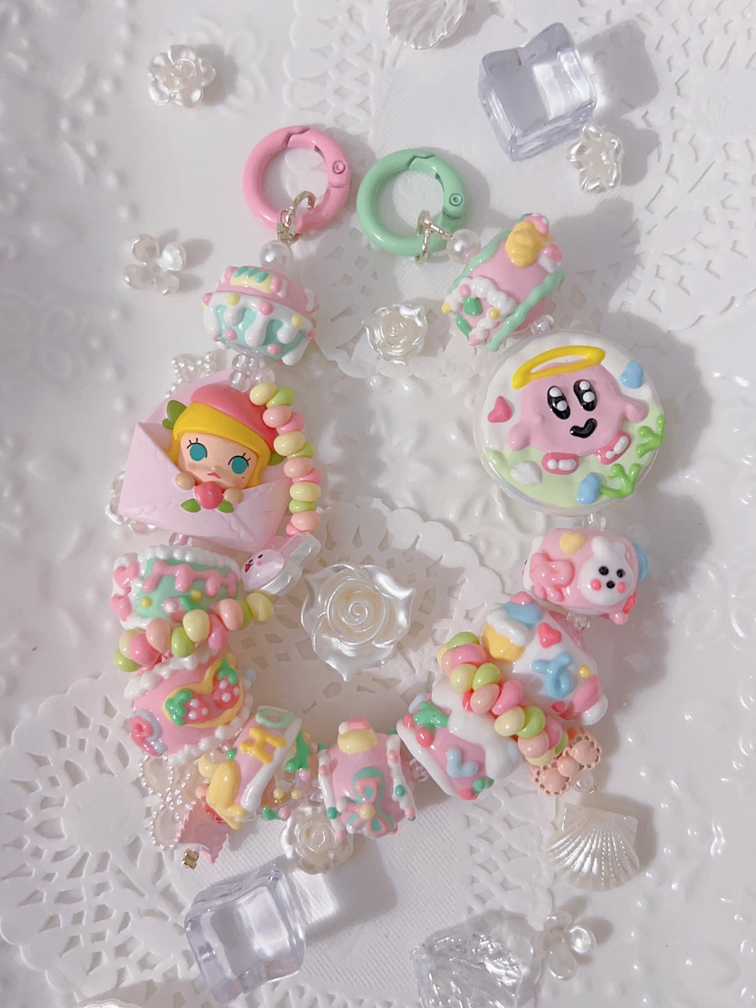 Molly Popmart Beans Hand Painted Beaded Keychain Handmade Beads Unique ...