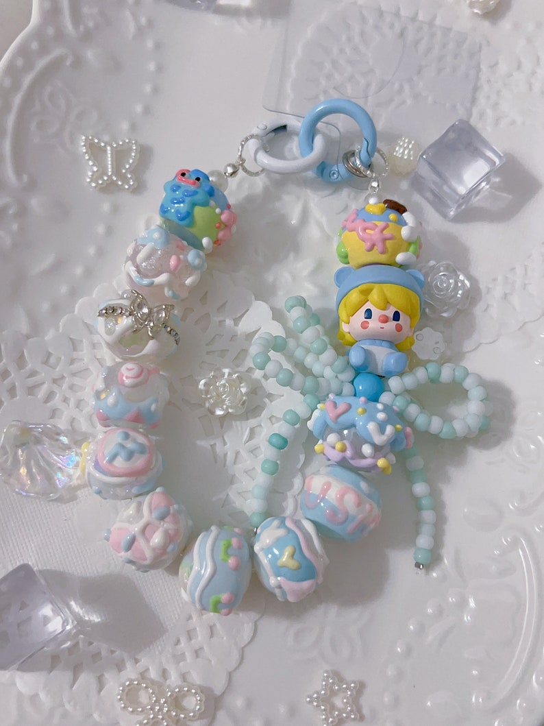 Little Sweet Bean Hand Painted Bead Keychains Bag Charm Phone Charm ...
