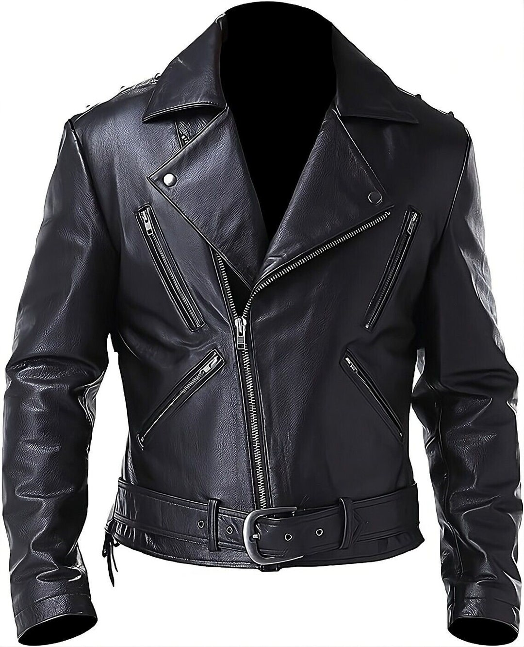 Men's Black Ghost Rider Leather Jacket, Black Motorcycle Leather Jacket ...