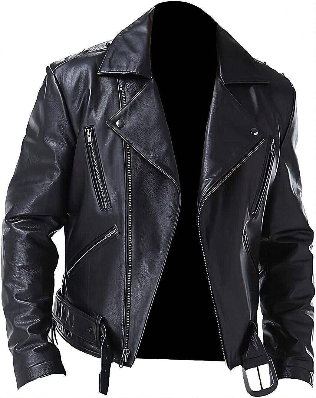 Men's Black Ghost Rider Leather Jacket, Black Motorcycle Leather Jacket ...