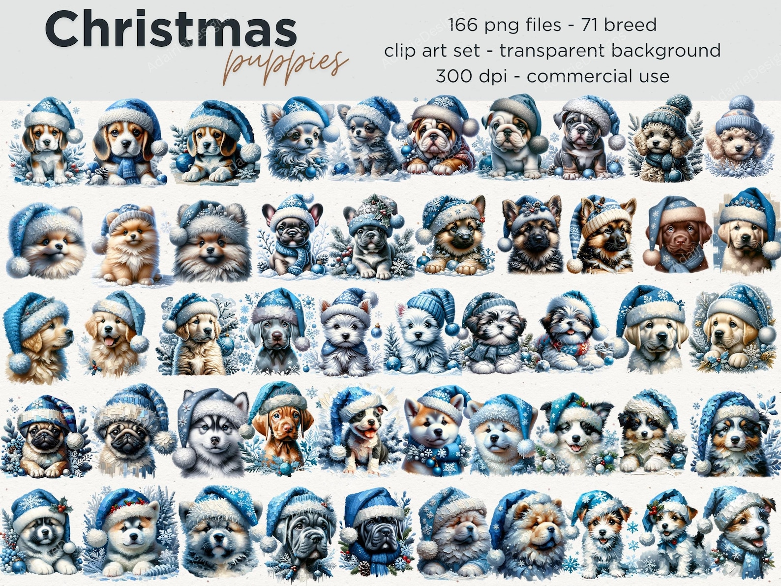166 Christmas Puppies Clipart, Dog Clipart, Christmas Clipart, Dog ...