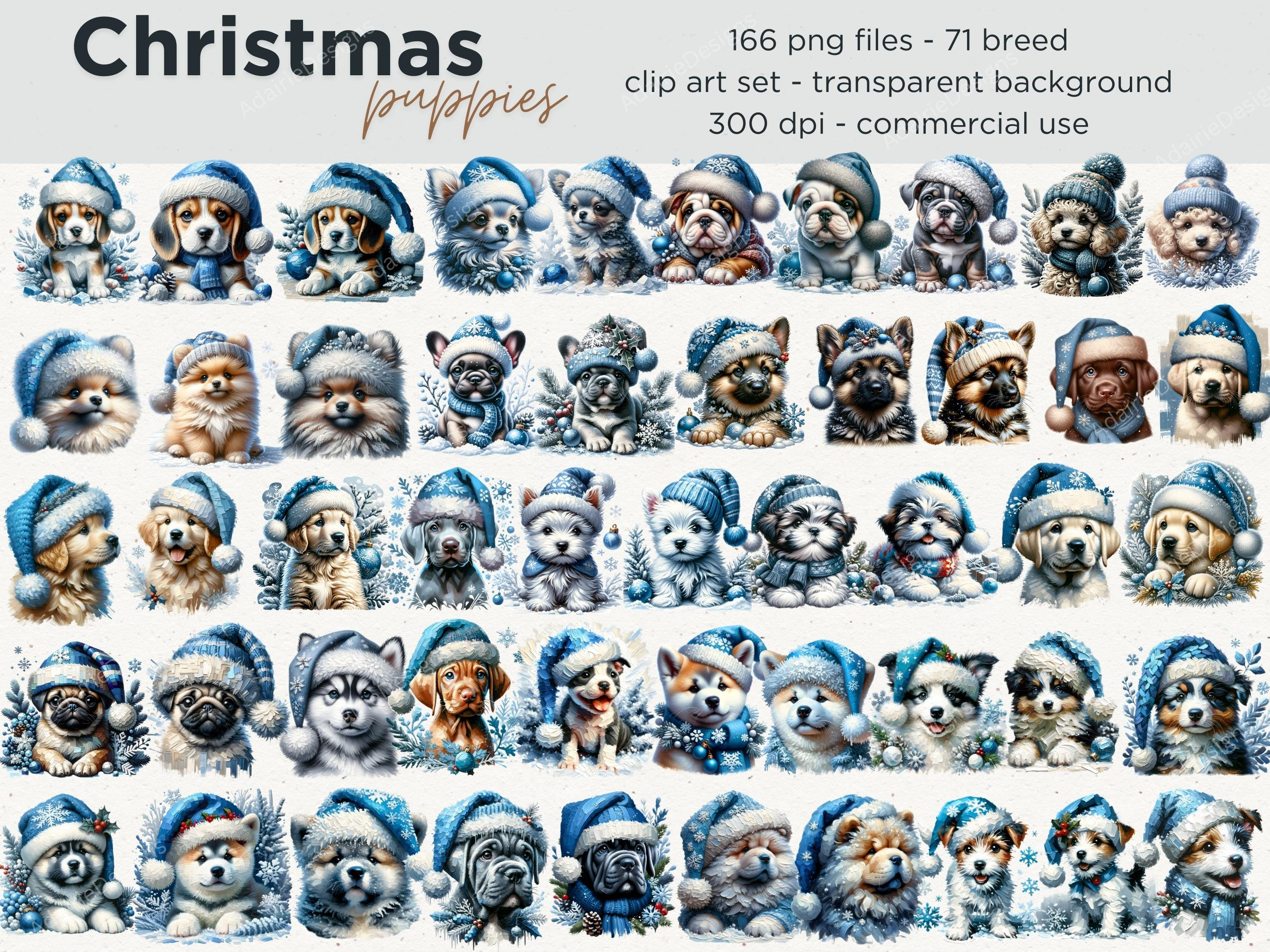 166 Christmas Puppies Clipart, Dog Clipart, Christmas Clipart, Dog ...