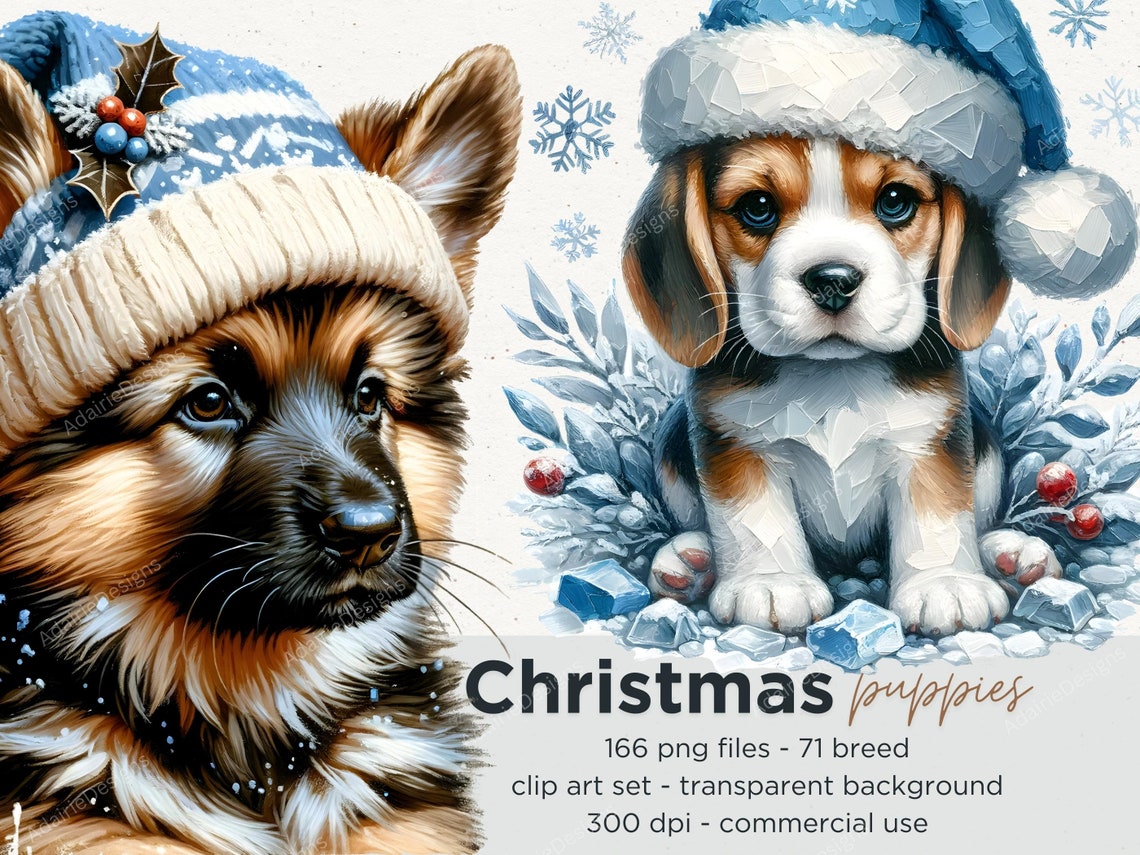 166 Christmas Puppies Clipart, Dog Clipart, Christmas Clipart, Dog ...