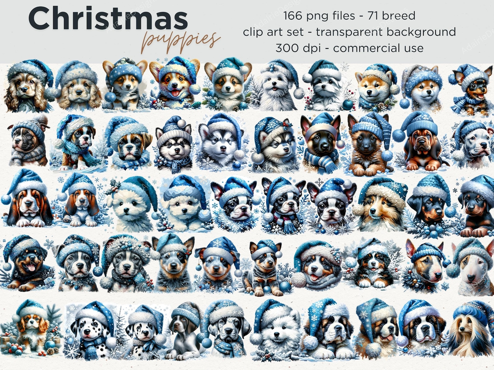 166 Christmas Puppies Clipart, Dog Clipart, Christmas Clipart, Dog ...