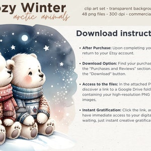 48 Cozy Winter Arctic Animals Clipart, Watercolor Clipart, Polar ...