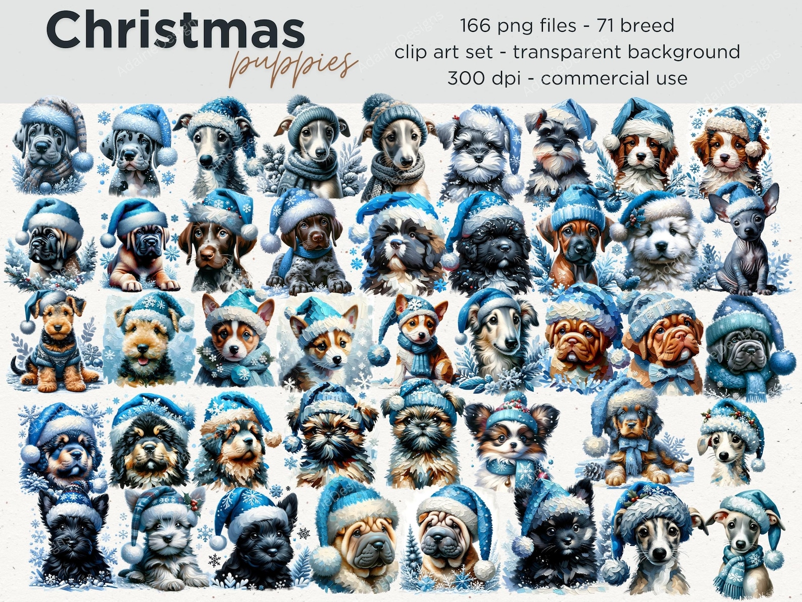166 Christmas Puppies Clipart, Dog Clipart, Christmas Clipart, Dog ...