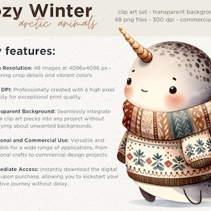 48 Cozy Winter Arctic Animals Clipart, Watercolor Clipart, Polar ...