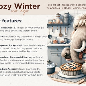 37 Cozy Winter Ice Age Clipart, Watercolor Clipart, Ice Age Animals ...