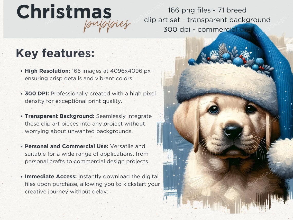 166 Christmas Puppies Clipart, Dog Clipart, Christmas Clipart, Dog ...