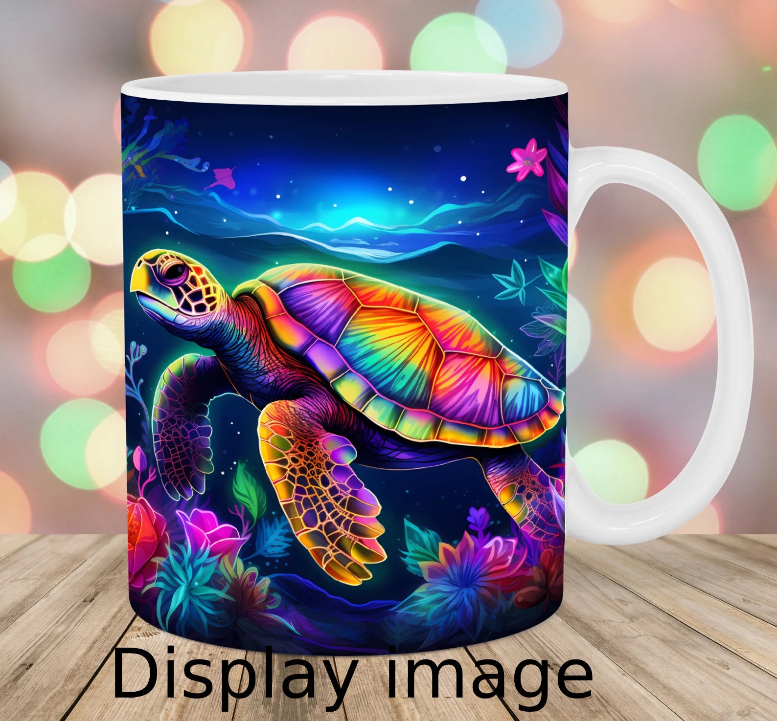 3D Colourful Neon Colours Turtle Ocean Ceramic Mug, Handmade 11oz ...