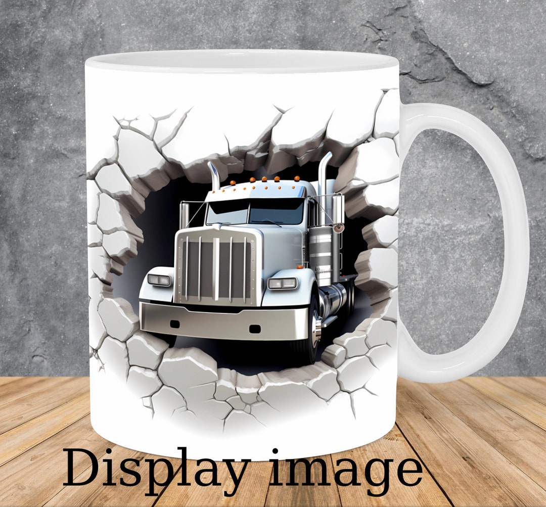 3D Mug, 3D Truck Hole in A Wall Mug, Truck Mug, Semi Truck Ceramic Mug ...