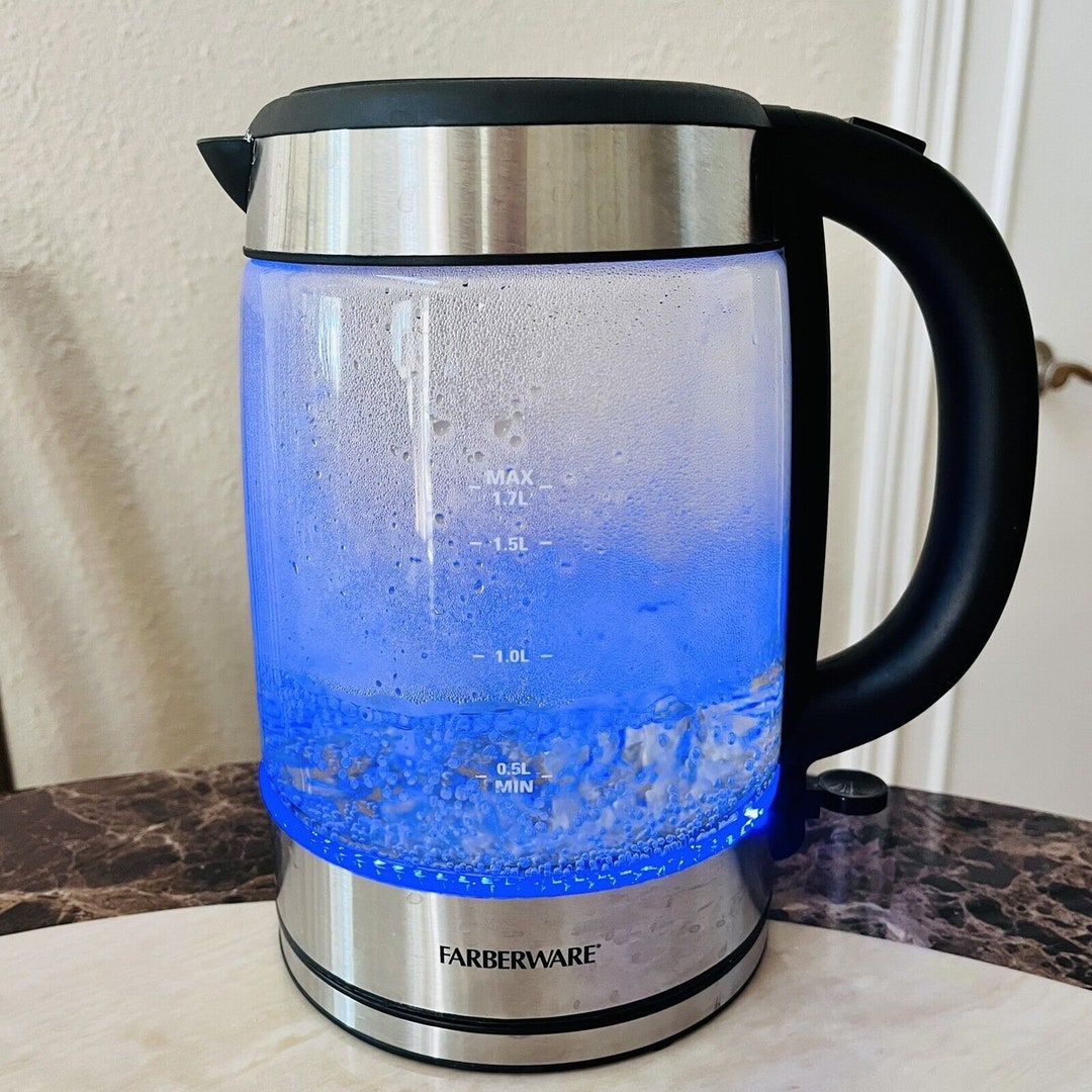 Farberware Electric Glass Tea Kettle Cordless 1.7L Model:12881 Silver ...