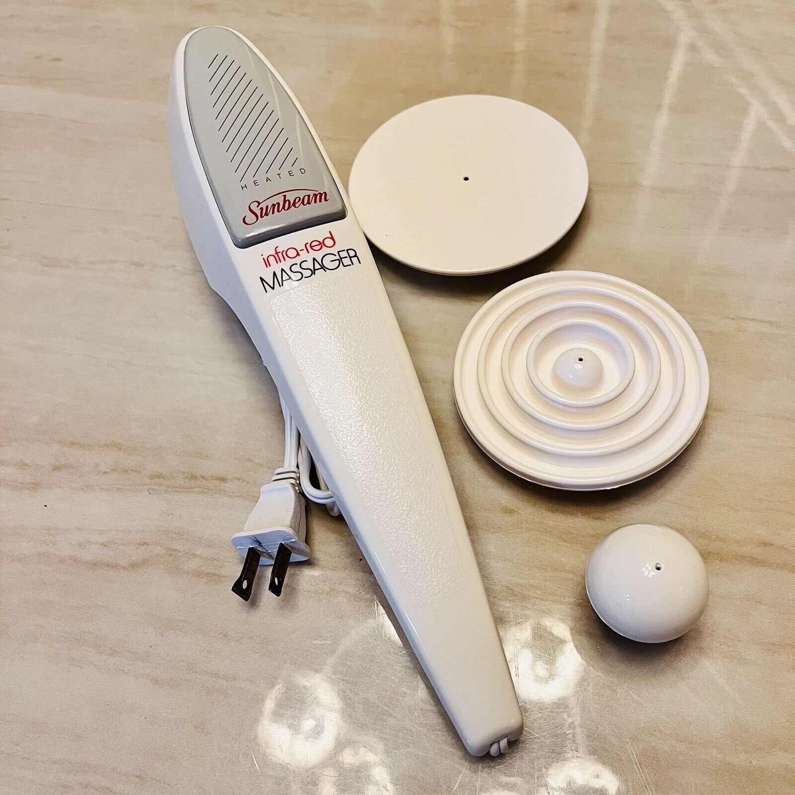 Sunbeam Dual Action Infra-red Heat Massager 3 Attachments 1856-1 Great ...