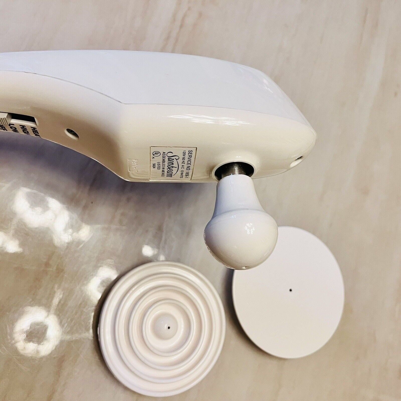 Sunbeam Dual Action Infra-red Heat Massager 3 Attachments 1856-1 Great ...